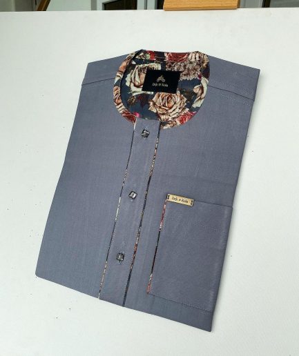 Shop Navy blue senator with a velvet flap African Kaftan - Deji & Kola