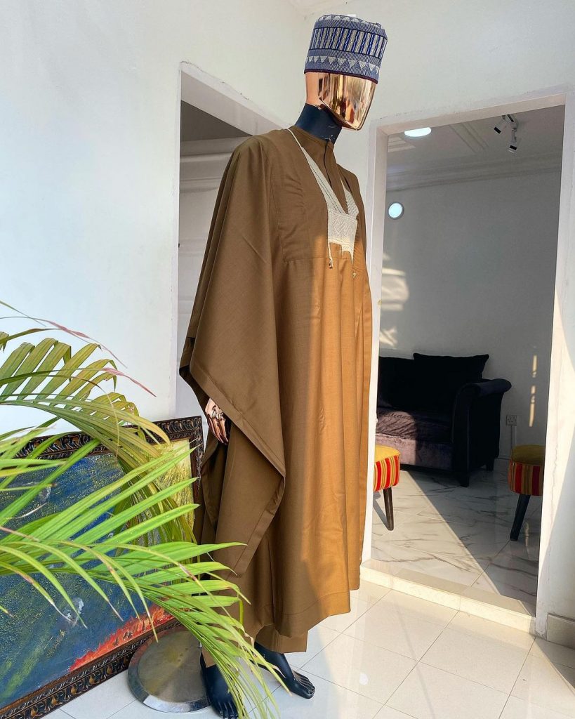 Shop Dark brown hand embroidery African Traditional agbada - Deji & Kola