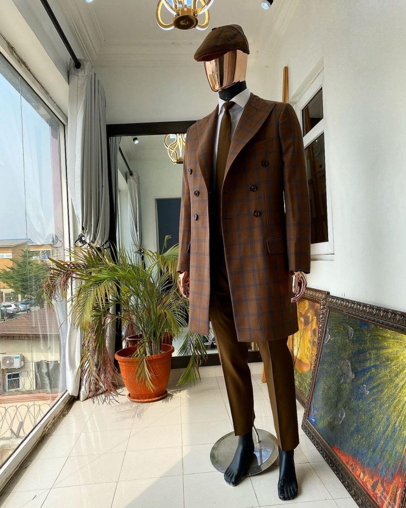 Shop Brown windowpane “peaky blinders” Business suit -Deji & Kola