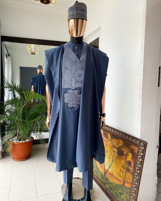 Shop Shade of Grey Agbada, Fulani Hat,kaftan & sokoto- Deji & Kola