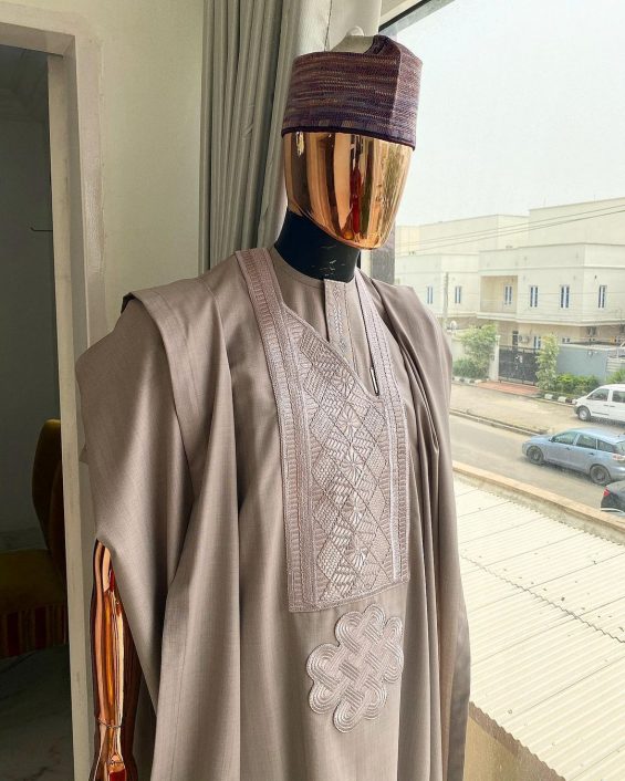 Shop Light Onions Color with embroidery African Agbada - Deji & Kola