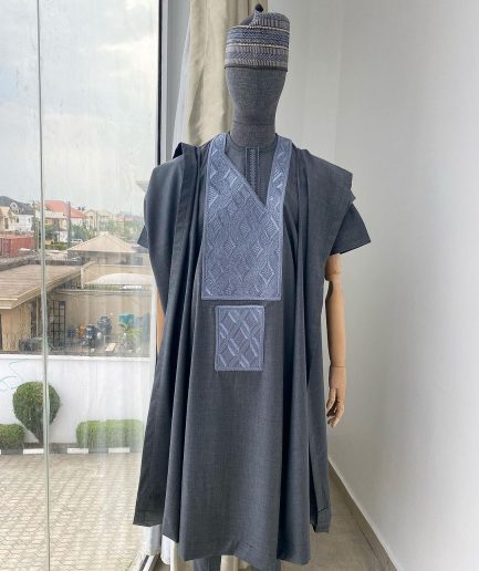 Shop Navy Blue Agbada, egba hat, senator kaftan & sokoto - Deji & Kola