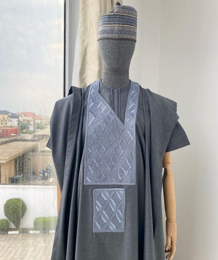 Shop Navy Blue Agbada, egba hat, senator kaftan & sokoto - Deji & Kola