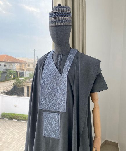 Shop Navy Blue Agbada, egba hat, senator kaftan & sokoto - Deji & Kola