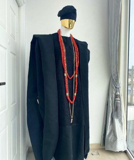 Royal Blue Agbada Embroidery Aso Oke & Hand Wooven Yoruba Hat/Fila