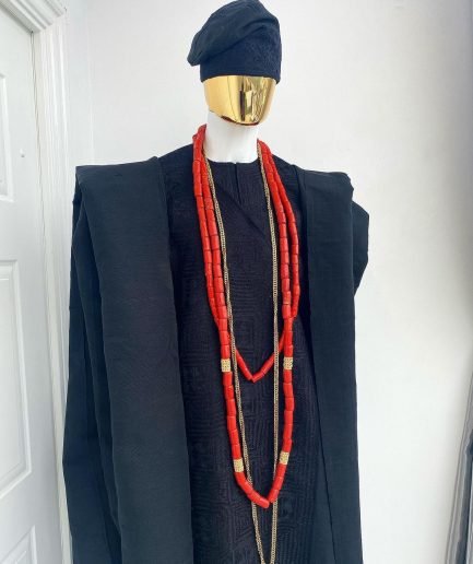 Royal Blue Agbada Embroidery Aso Oke & Hand Wooven Yoruba Hat/Fila