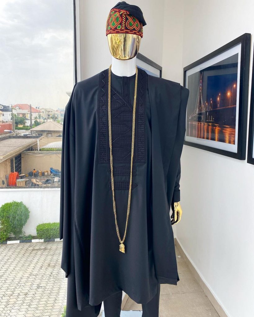 Shop Monochrome All black Agbada hand woven Yoruba hat, - Deji & Kola