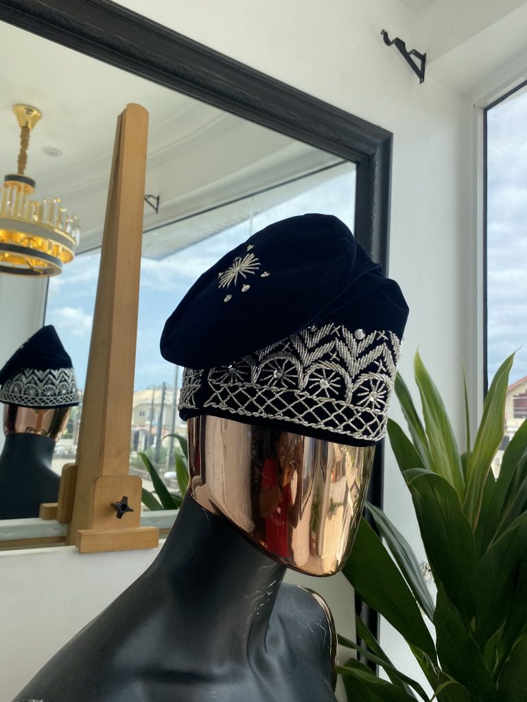 Shop Black & Silver embroidery Yoruba Traditional Ide Cap - Deji & Kola