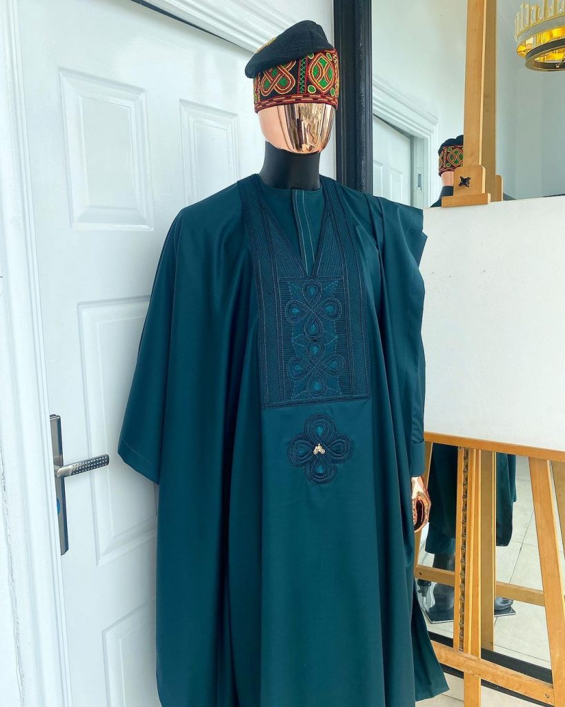 Shop Sacramento Green embroidery African Agbada - Deji & Kola