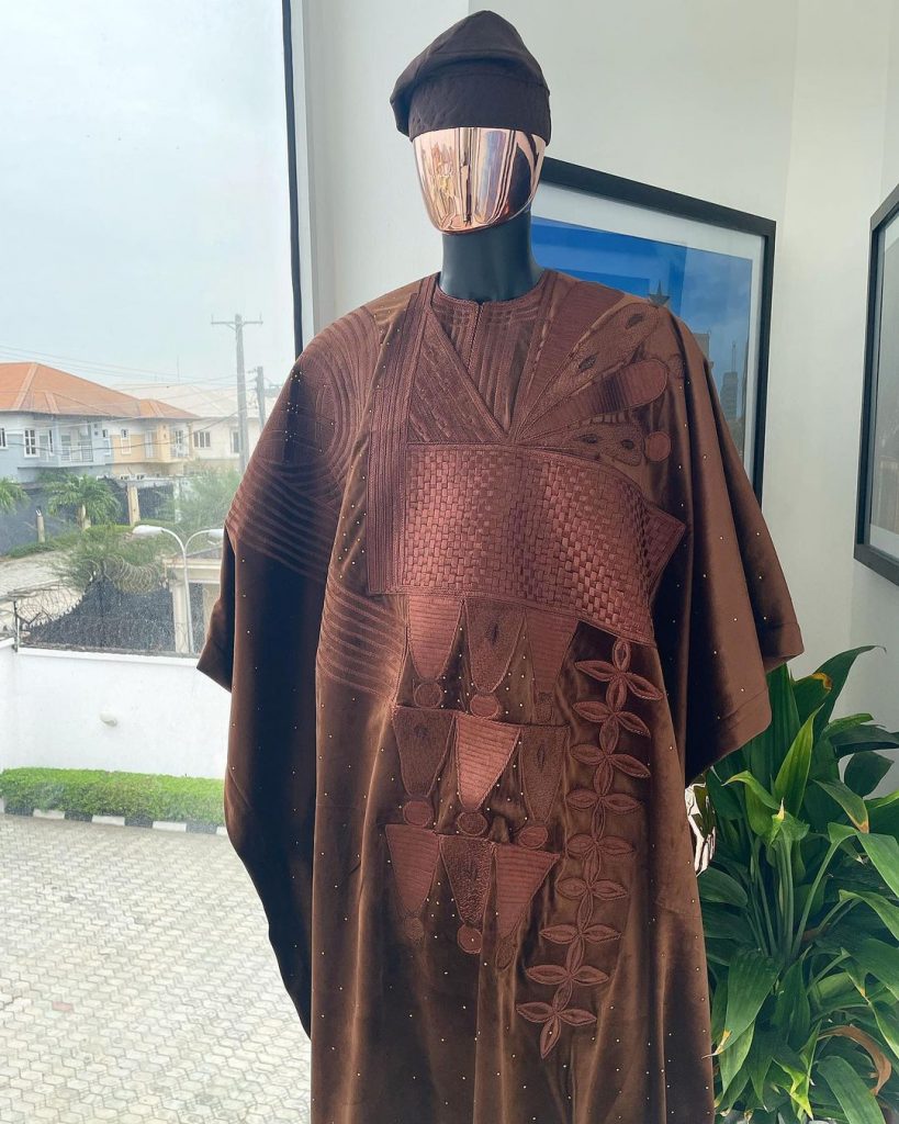 Shop Chocolate brown royal embroidery design agbada - Deji & Kola